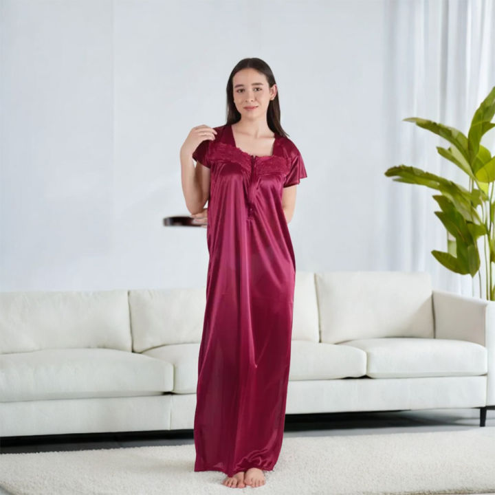 Women’s Solid Color Sleeping Gown - Comfortable Nightdress, Free Size ...