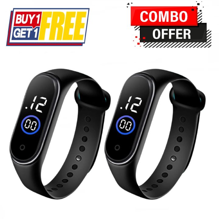 1 Buy 1, Squares Led Digital Sports Watch And Ring Touch Watch, Combo ...