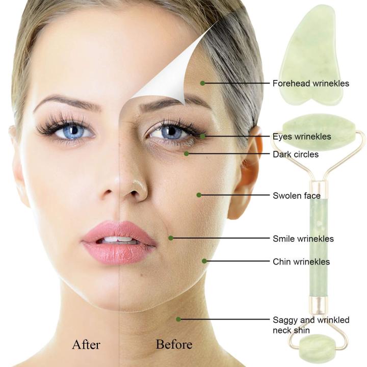Jade Roller,Anti-aging 100% Natural Facial Jade Stone for Face and Eyes ...