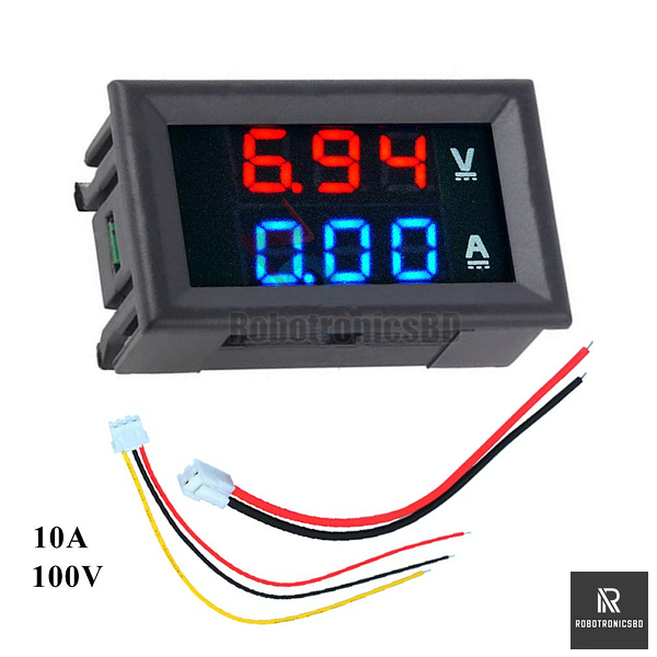 Mini Digital Voltmeter Ammeter DC 100V 10A Panel Amp Volt Voltage ...