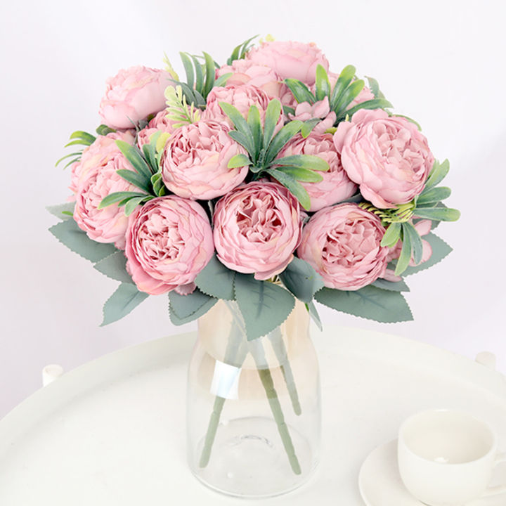 30cm Rose Silk Peony Artificial Flower Pink DIY Home Living Room Garden ...