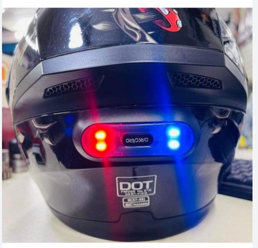 Helmet back Night Light red blue LED Halmet Rechargeable Warning Light ...