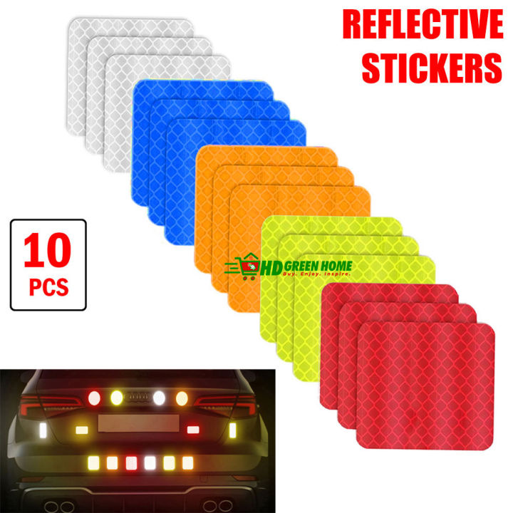 10 pcs x Square (5x5cm) Reflective Sticker Car Bumper Safety Reflective ...