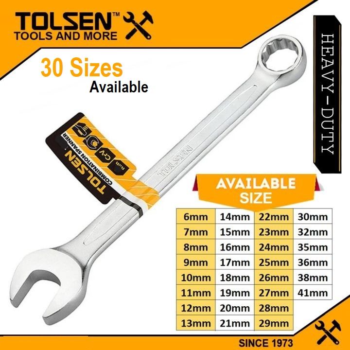 TOLSEN Combination Spanner Wrench, Metric, Cr-V, Available in 30 Sizes ...