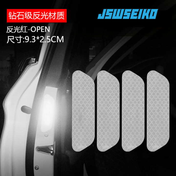 4pcs Set Car Door Stickers Universal Safety Warning Mark Open High 