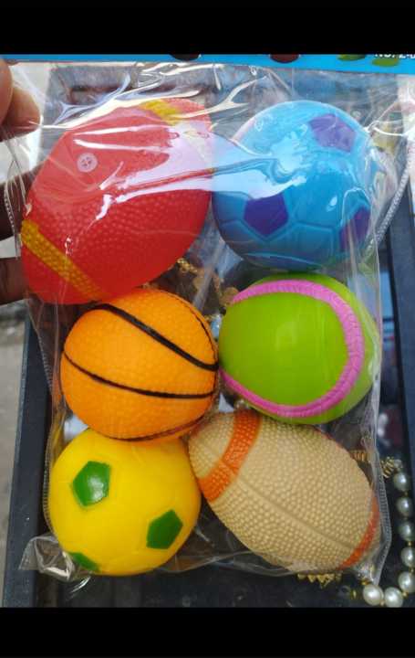 Soft Food Grade Rubber Baby Toys Ball With Whistle- 6 pcs. | Daraz.com.bd