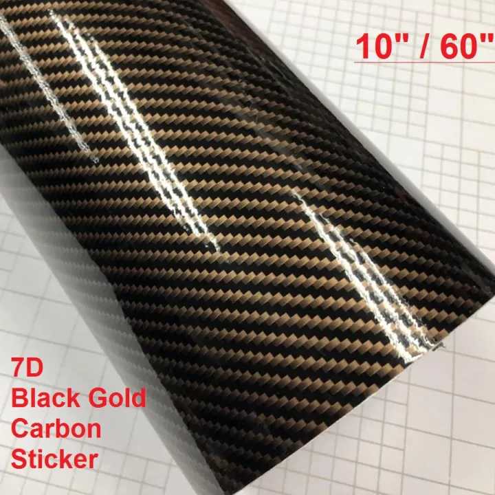 New 7D Glossy Carbon Black Gold Sticker For Car/ Bike Interior ...