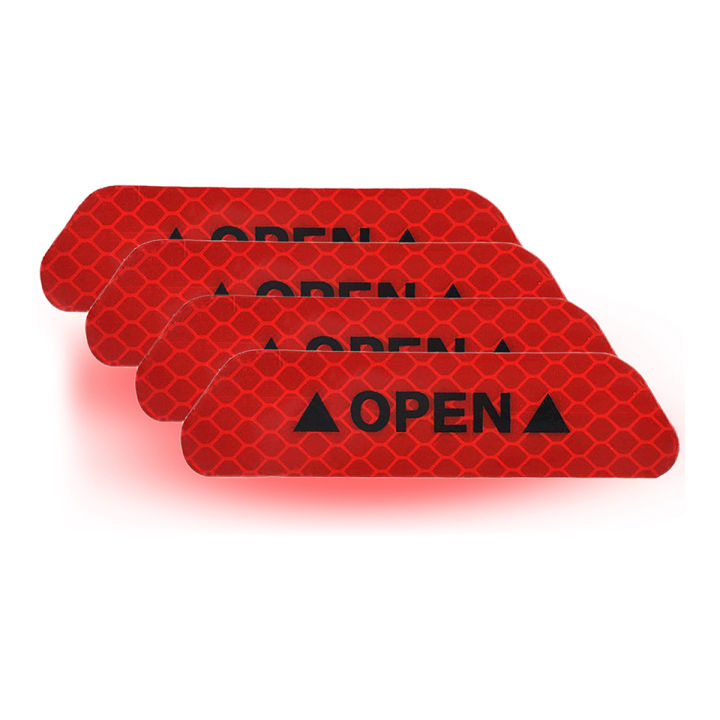 4Pcs Adhesive Car Door Open Reflective Sticker Tape Safety Warning Mark ...
