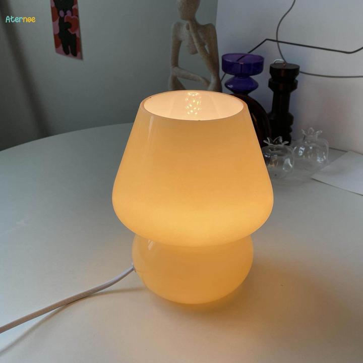 Modern Glass Mushroom Small Desk Lamp USB Powered Office Desk Table ...