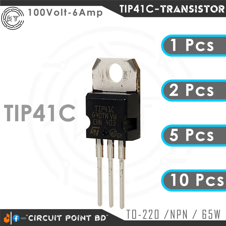 TIP41C TIP41 TIP-41 TIP 41 NPN Power Transistor, 100V, 6A, 65W, 3 Pin ...