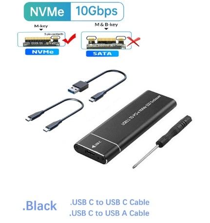 M.2 NVME SSD Enclosure External M2 NVMe Case M2 USB 3.1 Type C 10Gbps ...