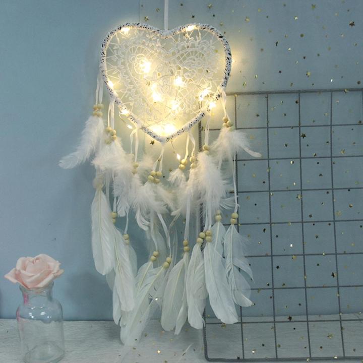 Fancy Dream Catcher With LED Light String Hollow Hoop Heart Shape ...