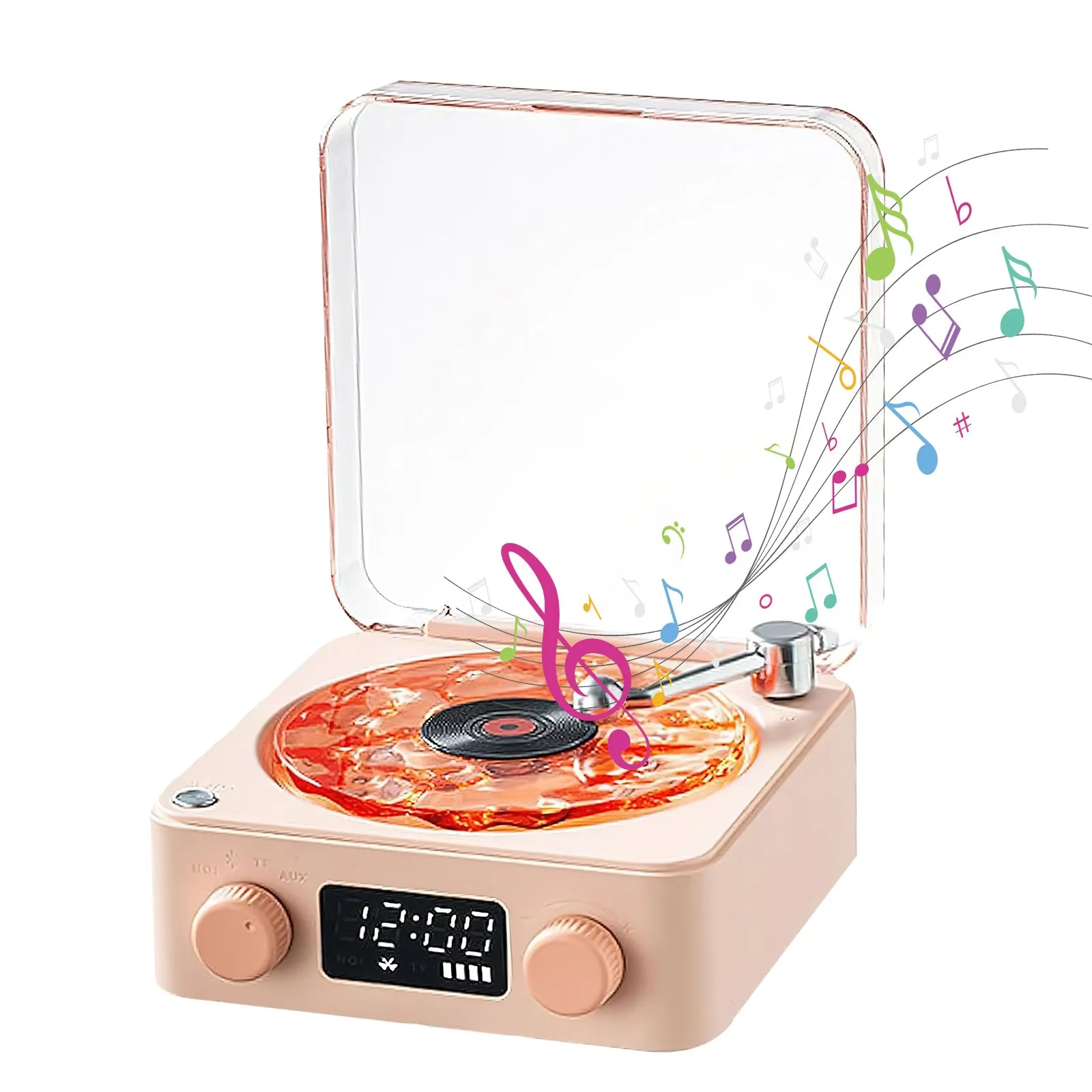 Retro Wireless Speaker Bluetooth Stereo LED Music Player Built-in White ...