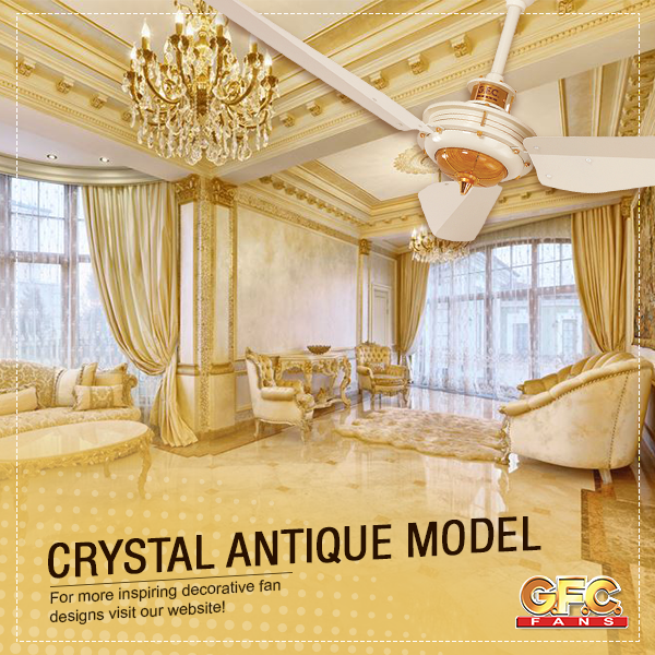 GFC (Made in Pakistan) Crystal antique ceiling fan, Size: 56 inch, RPM: 330, Watt: 80, 05 years ...