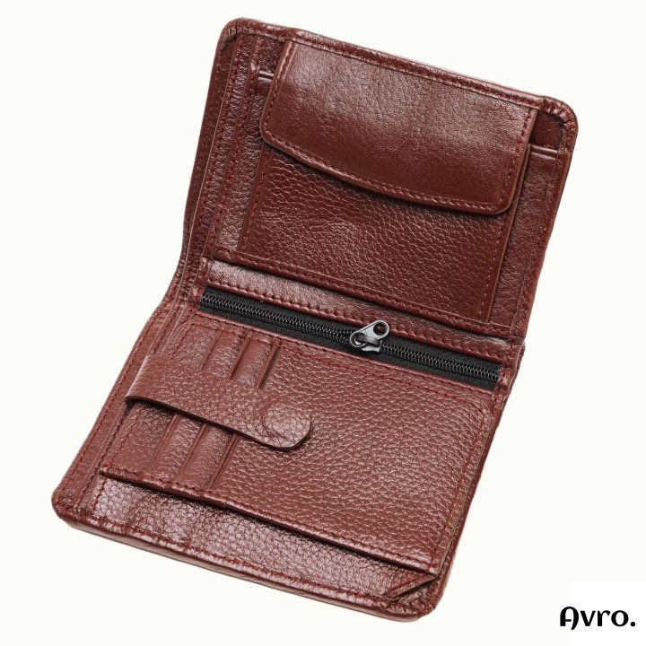 Avro Premium Men's High Quality 100% Cow Leather Coin Pocket Wallet For ...