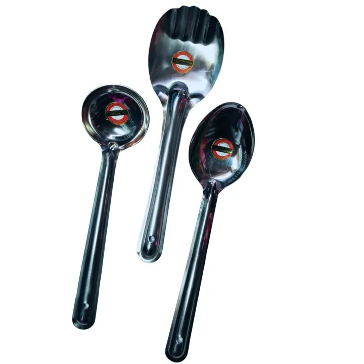 Serving Spoon Set/Rice Spoon/Curry Spoon/Pulse Spoon-Stainless Steel-3 ...
