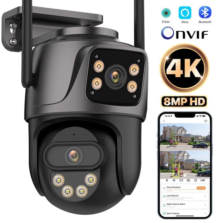 4K 8MP Wifi Camera Dual Lens Dual Screen Security Protection 4MP HD PTZ ...
