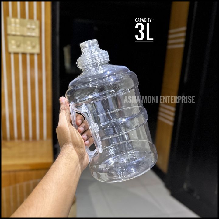 3L Plastic Water Gallon - BPA Free and Food Grade Plastic Water Bottle, Handle Carry and Large ...