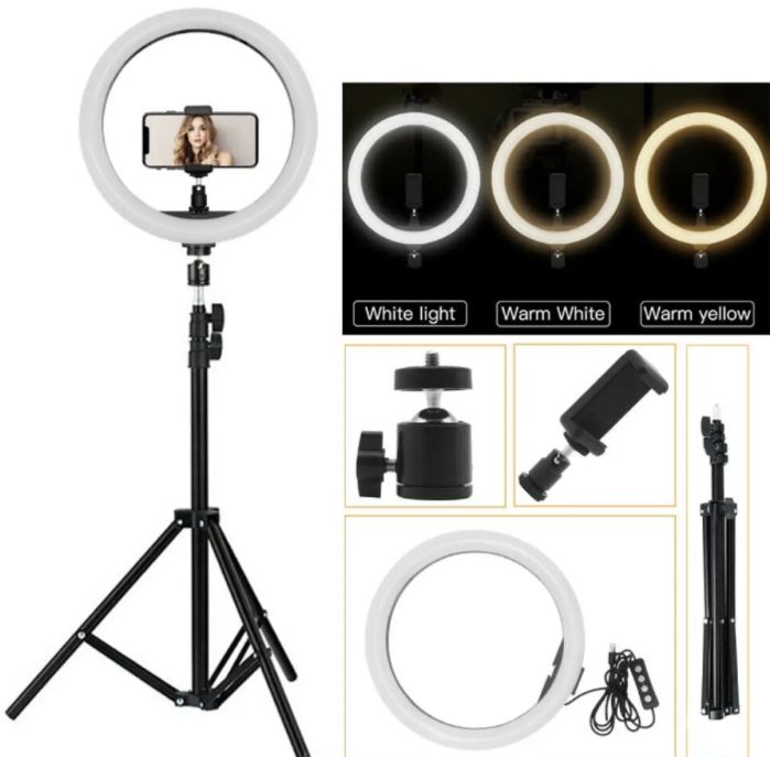 14 Inch LED Dimmable Selfie Ring Light with Aluminum Alloy Tripod Stand for Live Stream/Tiktok ...