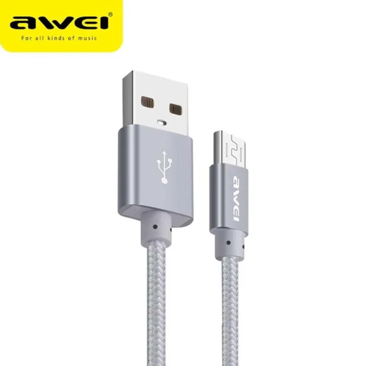 Awei CL-10 Micro USB Short Cable (30 Cm) Fast Charging Nylon Braided ...