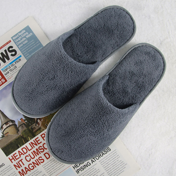 Home Slippers Grey Color coral velvet breathable and comfortable ...
