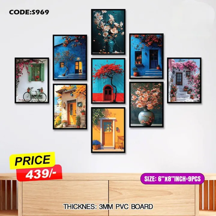 9-Piece Unique Design Wallmate Home Decoration PVC Poster Combo Set ...