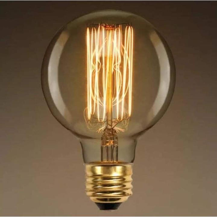 Incandascent Round Vintage Bulb 40w E27 G80 Straight/ Cage Filament ...
