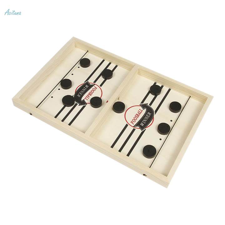 Wooden Fast Sling Puck Game Paced Sling Winner Hockey Board Toy Small ...