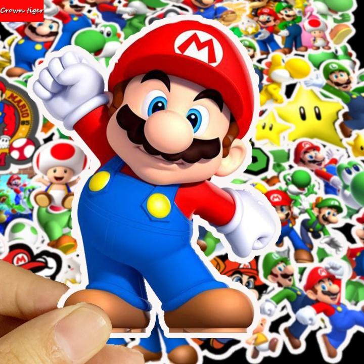 【happy one】50pcs cute super mario stickers decals laptop skateboard ...