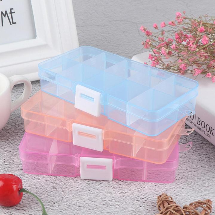 Adjustable 10 Compartment Plastic Storage Box Jewelry Screw Organizer ...