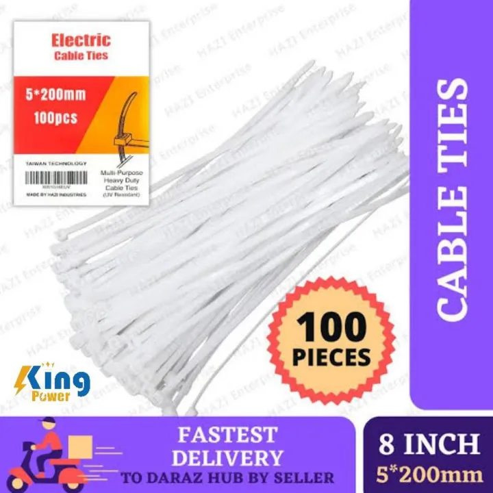 8 Inch Cable Tie 5 x 200 mm | 100 Pcs Per Pack. | Daraz.com.bd