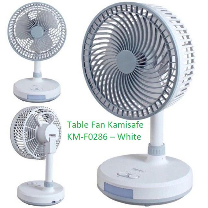 Table Fan Kamisafe KM-F0286 – White/ fan and light/Portable fan, Mini ...