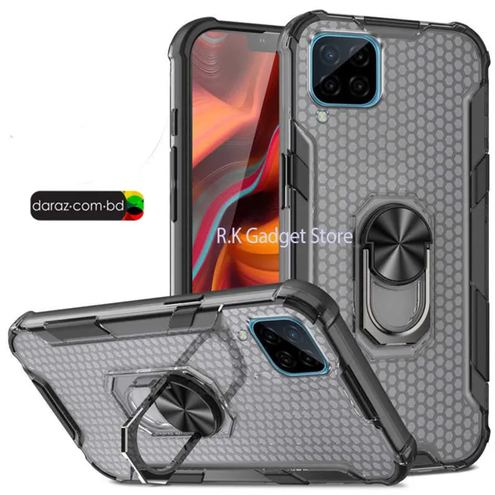 For Samsung Galaxy M32 4G Honeycomb Armor Magnetic Ring Bracket Phone ...