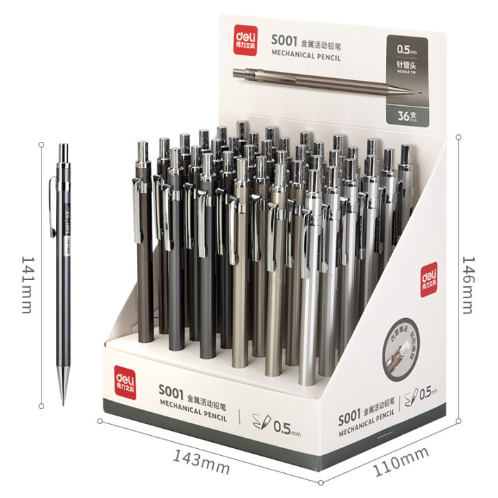Deli Metal Mechanical Pencil Set for Drawing 0.5mm 0.7mm Professional ...