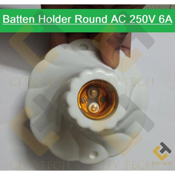 Electric Batten Holder Round AC 250V 6A Brass Contact Holder B-22 Pin ...