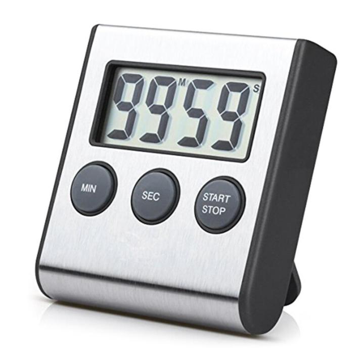 Stainless Steel Digital Kitchen Timer Large Display Timer with Loud Alarm Magnetic Timer for ...