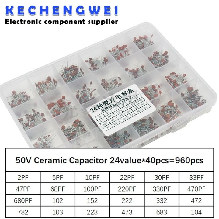 960pcs 24value*40pcs=960pcs 50V Ceramic Capacitor Assorted kit ...