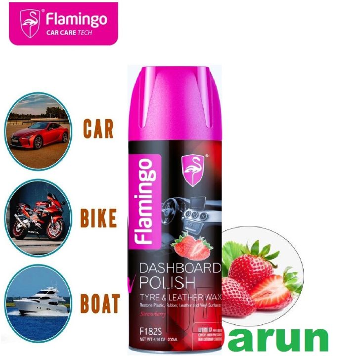Flamingo Dashboard Polish (Strawberry)- 450ml, Car Motorbike Leather ...