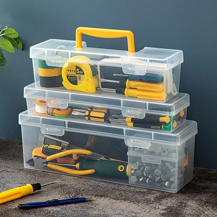 Portable Plastic Hardware Tool Box Transparent Toolbox Tool Storage Box ...