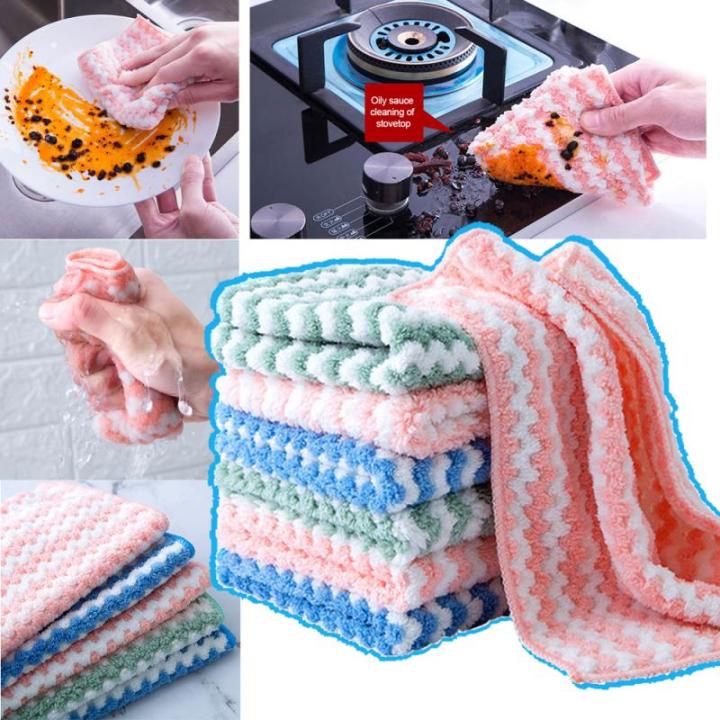 1/3 Pcs 25*25CM Cleaning Cloths Oil Free Dishwashing Towel Kitchen ...