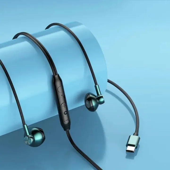 Type C Earphone 90 Degree Right Angled Plug Stereo Bass Headset Wired ...