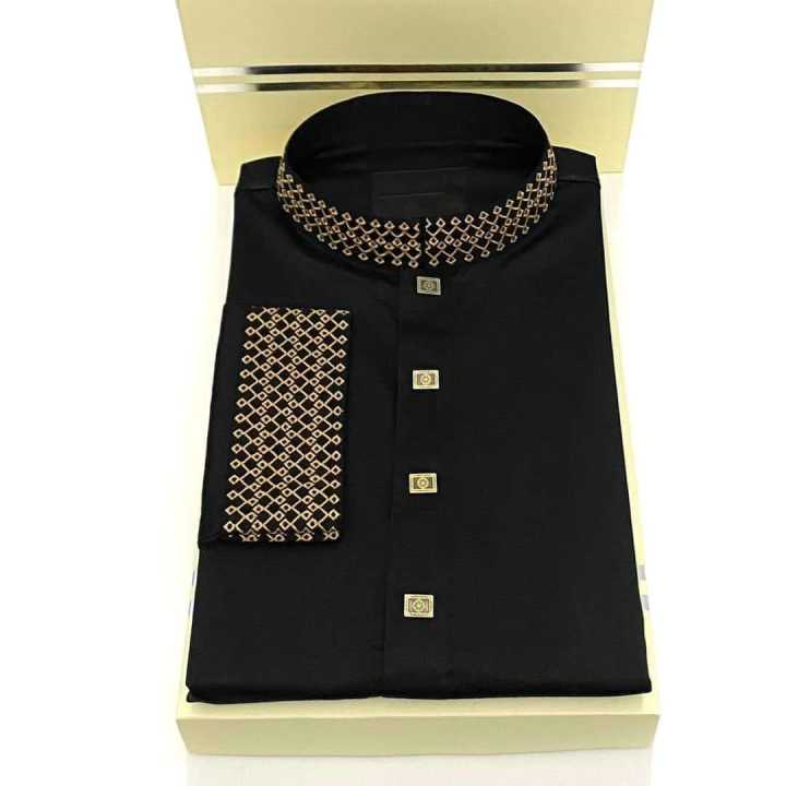 Trendy Panjabi with Chest Contrast - Luxurious Cotton - Modern Design ...