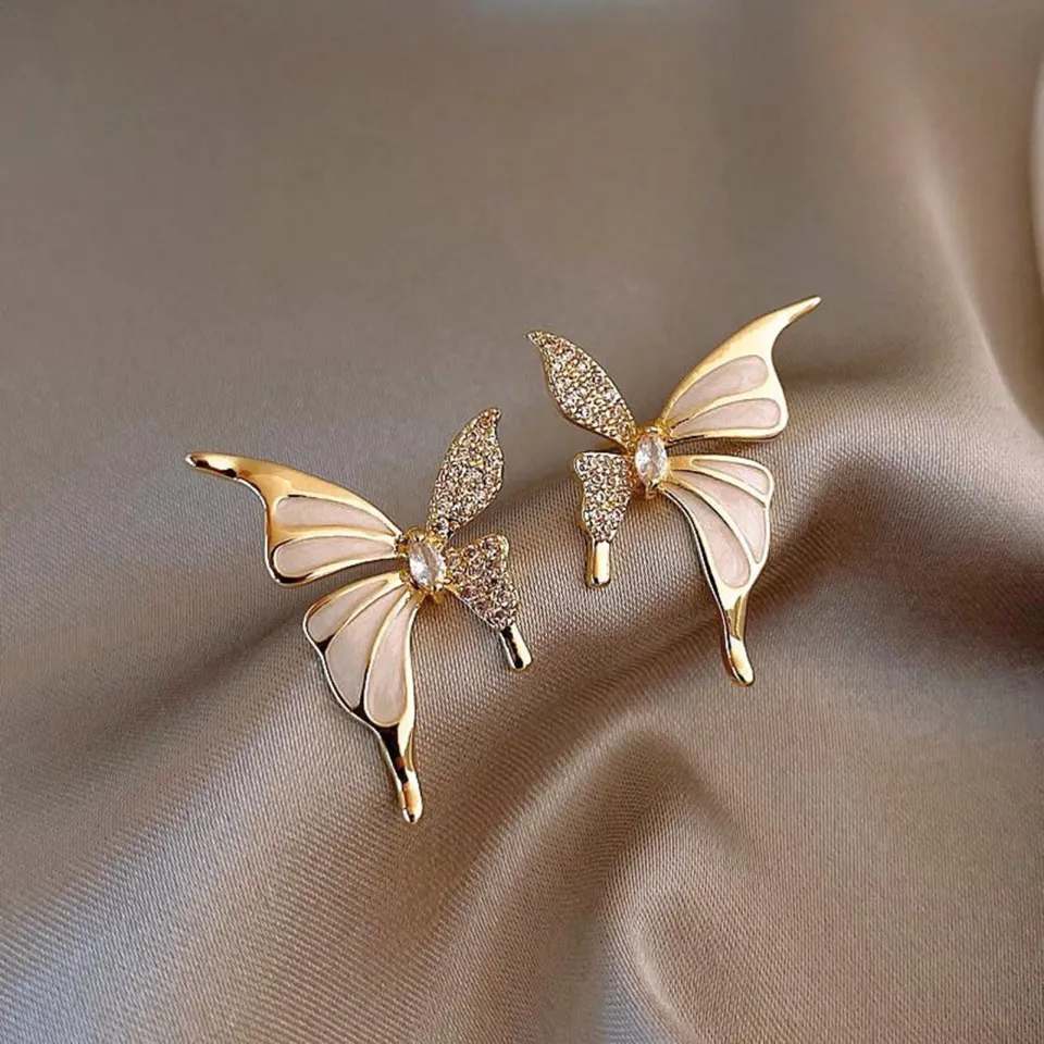 Butterfly Earrings Sparkling Butterfly Rhinestone Stud Earrings for Prom Dating Parties Anti rust Ear Jewelry for Women Rhinestone Butterfly Earrings Daraz .bd