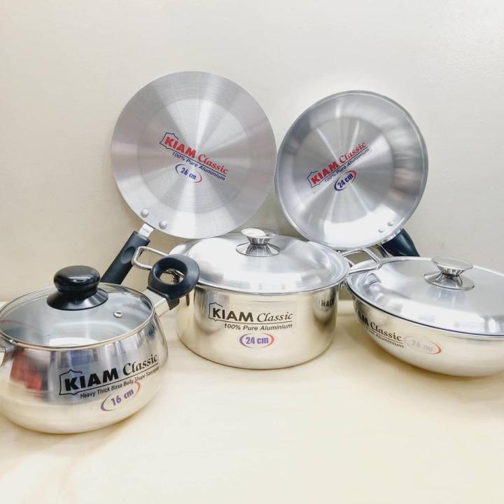 Kiam 8 Pcs Family Pack Cookware Set Pure Aluminium. Casserole Stock Pot ...