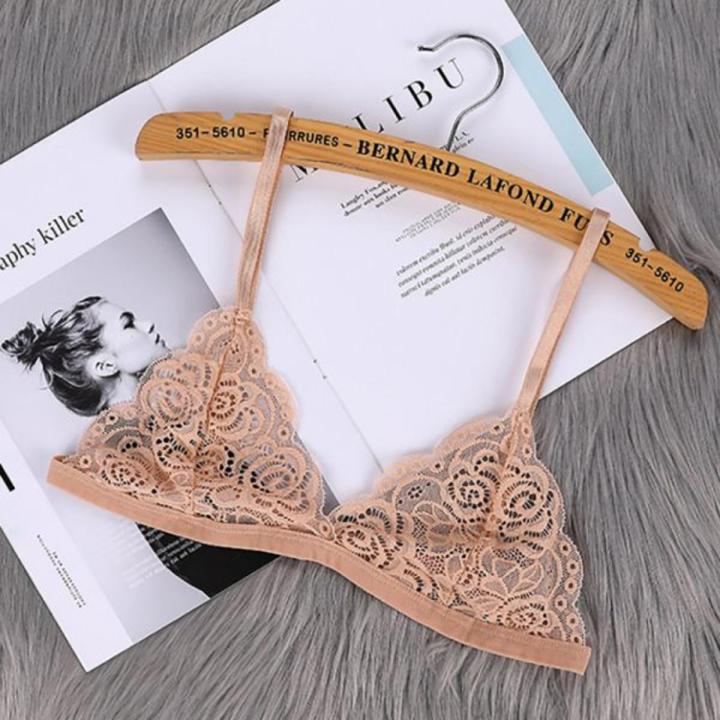 【VisioN Shop】Bra Floral Lace Wire Bra Bustier Sheer Top Bralette ...
