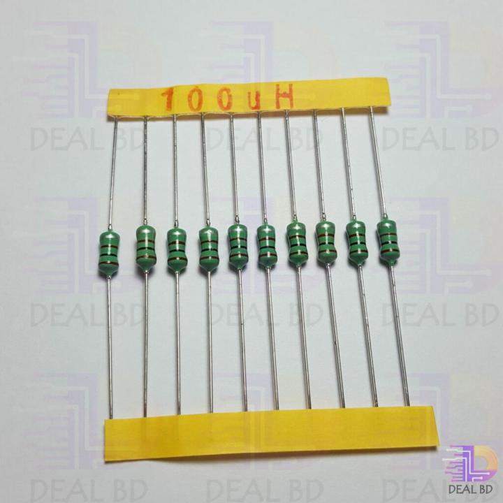 10pcs Axial Inductor 100µH 0.5W Axial Lead Color Ring Conformal Fixed ...