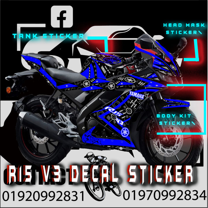 r15 v3 Electro Bike body sticker || bike sticker || decal sticker ...