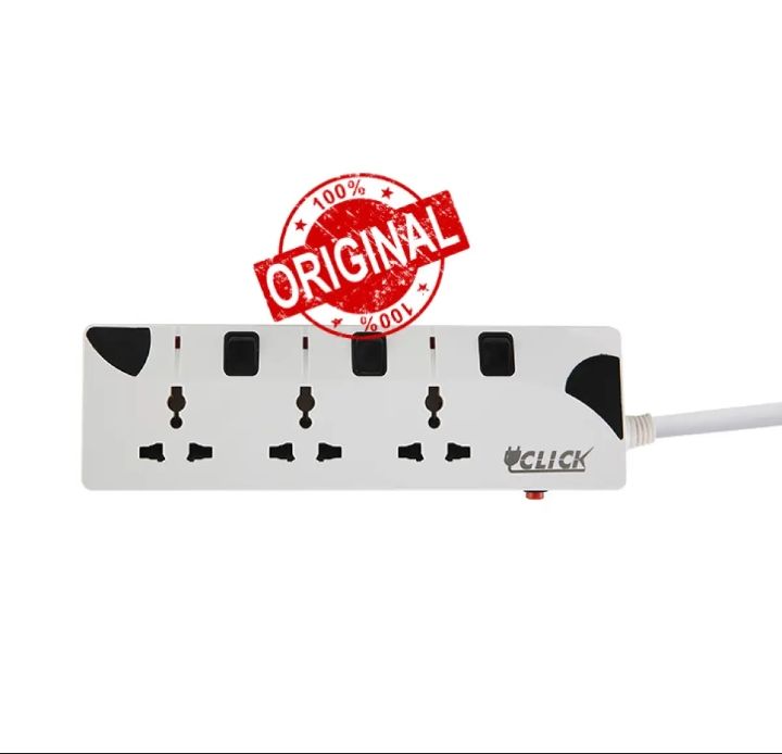 CLICK Safe 3 Point Multiplug Extension Cord 3 Soket Port Multi Plug ...
