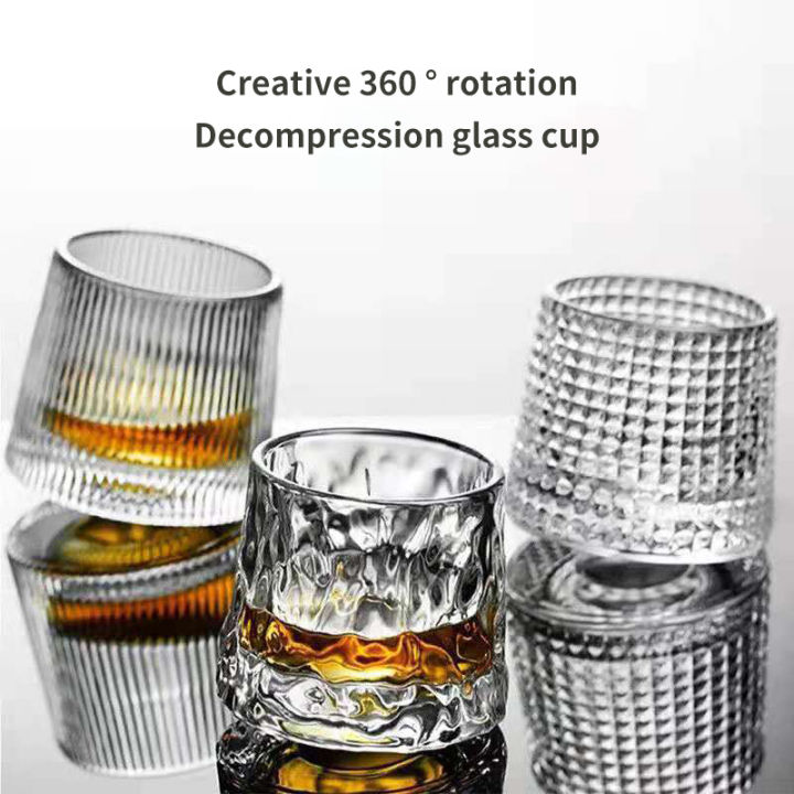 Whiskey Glasses Durable Spinning Glassware Cocktails Wine Brandy Cup ...