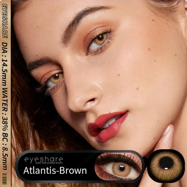 New Eyeshare Atlantis Brown Color contact lens with regular kit box for ...